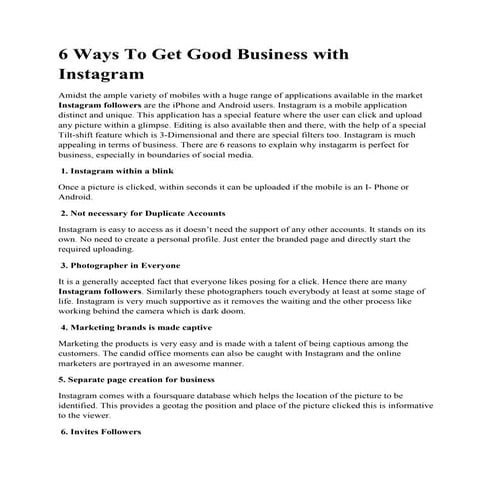 6 ways to get good business with instagram (1) | DOCX