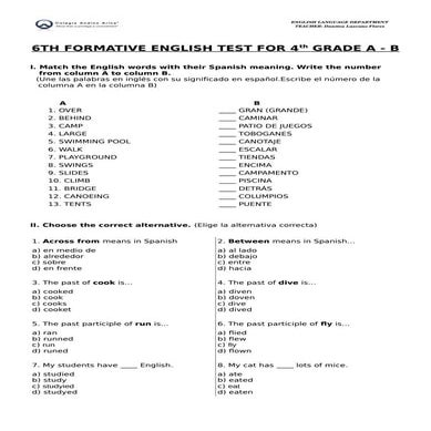 Unit 6 We are on vacation! Formative test | PDF
