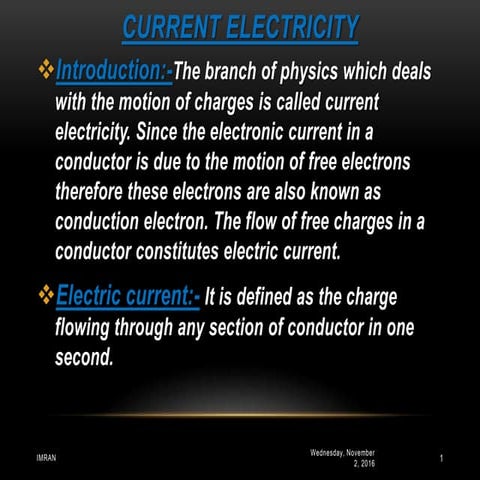 Current and electricity | PPTX | Chemistry | Science