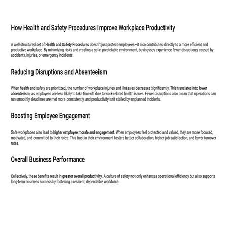 How Health and Safety Procedures Improve Workplace Productivity | PDF