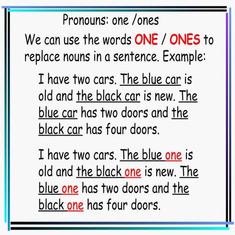 7 1 Pronouns One Ones | PPT