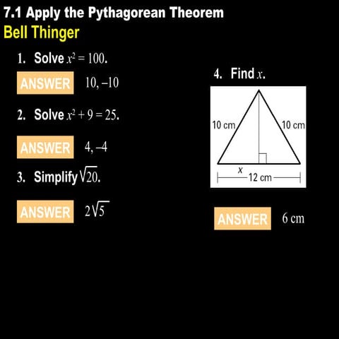 7.1 apply the pythagorean theorem | PPT