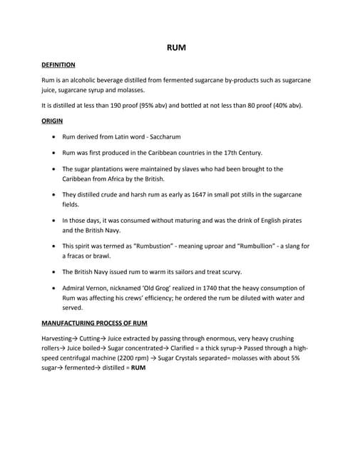 Rum Production | PPTX