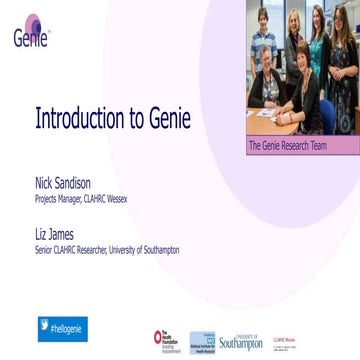 Portsmouth Innovation Forum: Liz James and Nick Sandison, Wessex CLAHRC ...