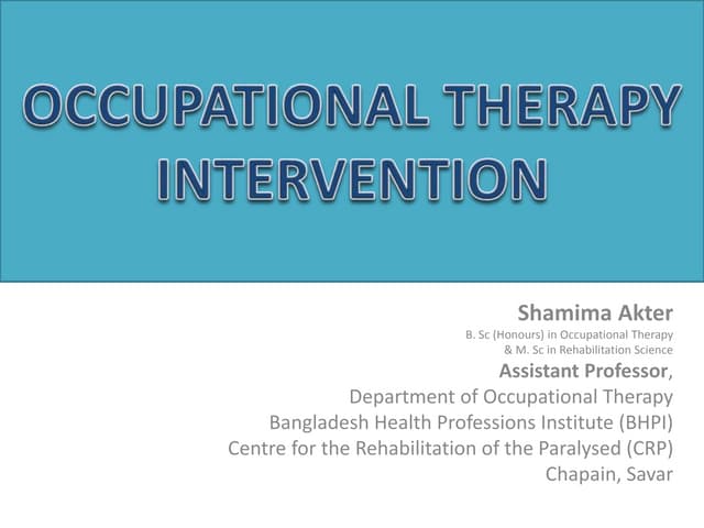Occupational Therapy Practice Framework- American Occupational Therapy ...