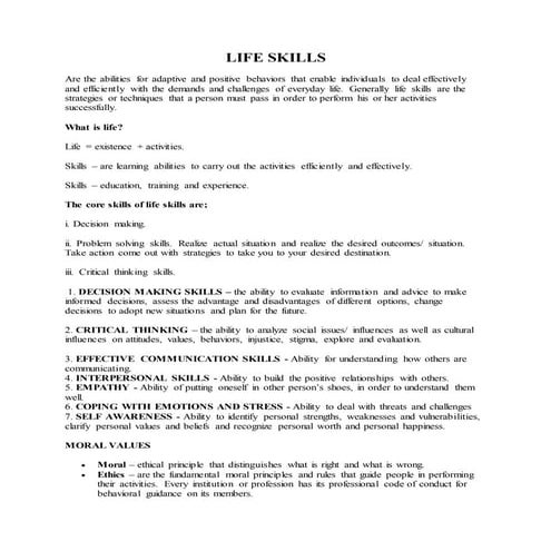 LIFE SKILLS | PDF