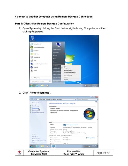 CSS Module 7 - Connect to another Computer using Remote Desktop ... CSS Module 7 - Connect to another Computer using Remote Desktop ...