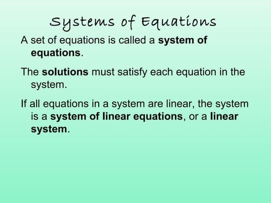 Systems of linear equations | PPT