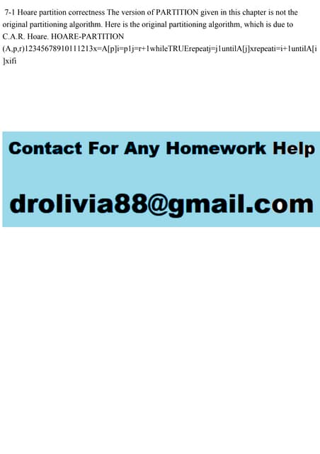 7 1 Hoare Partition Correctness The Version Of Partition Given In Thi Pdf