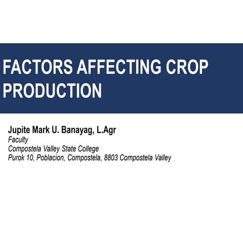 Factors Affecting Crop Production | PDF