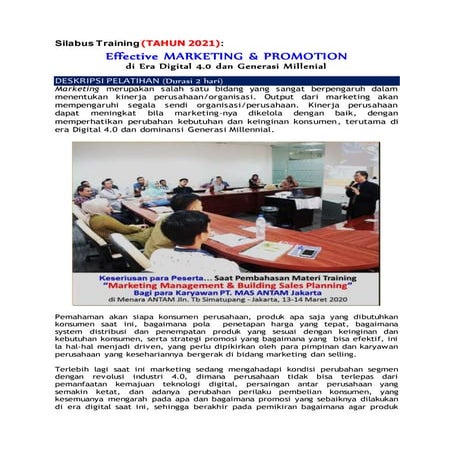 (2021) Silabus Training_Effective MARKETING & PROMOTION | DOCX