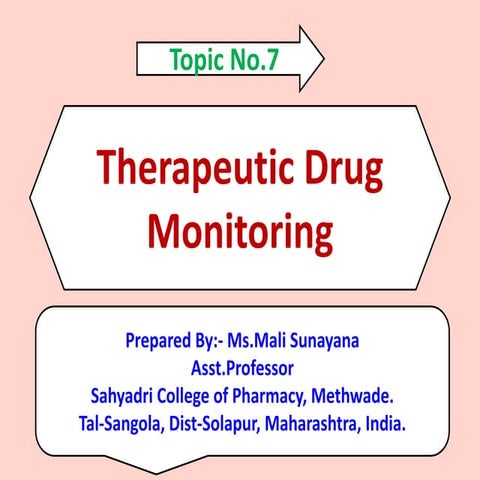 Therapeutic Drug Monitoring | PPTX