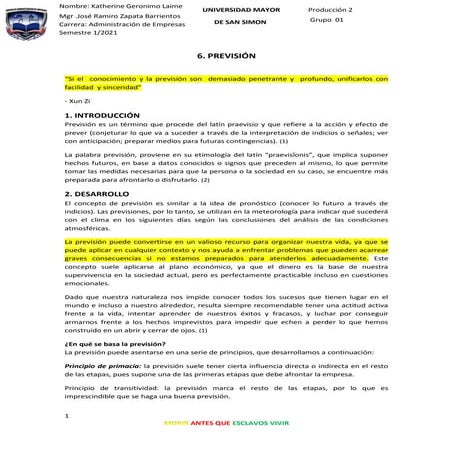 La prevision | DOCX