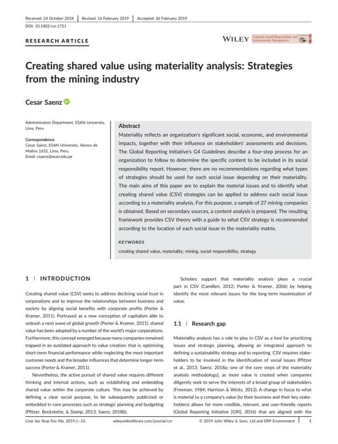 Creating Shared Value: The New Face of Corporate Social Responsibility | PDF