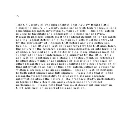 7. The University of Phoenix Institutional Review Board (IRB.docx