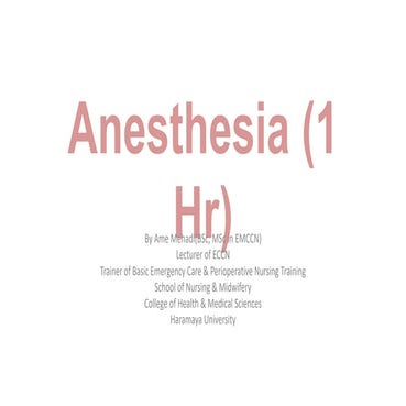 Principles of Anesthesia for Nursing Students | PPTX