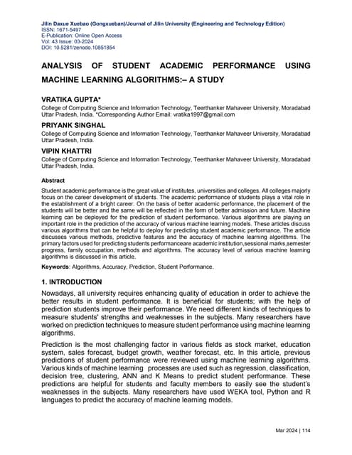 Predicting students performance in final examination | PPTX