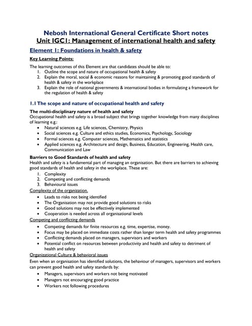 Risk assessment Report for NEBOSH Assessment | DOCX | First Aid | Injuries