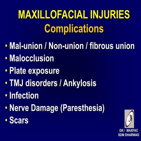Complications of maxfax injuries pptx. 7 | PPT