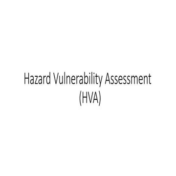 Hazard Vulnerability Assessment (HVA) healthcare | PPTX