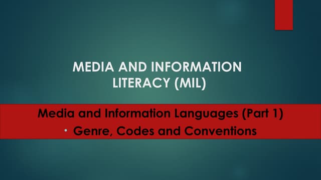 Media and Information Literacy (MIL) - 6. Media and Information ...