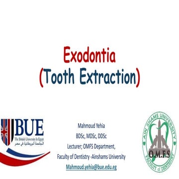 Oral Surgery- Basic Instruments for Exodontia | PDF