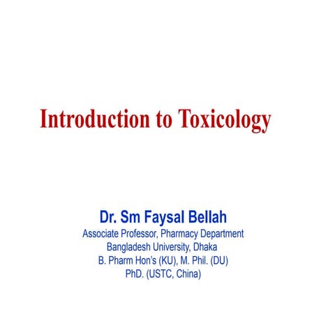INTRODUCTION TO TOXICOLOGY | PPTX