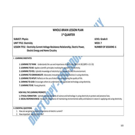 science 8 electricity lesson plan | DOCX