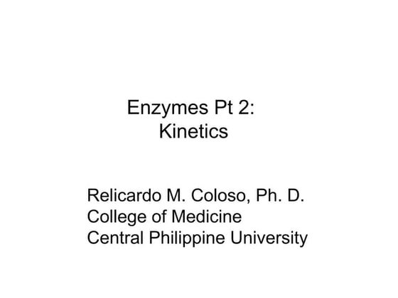 Kinetics of enzyme action | PPT