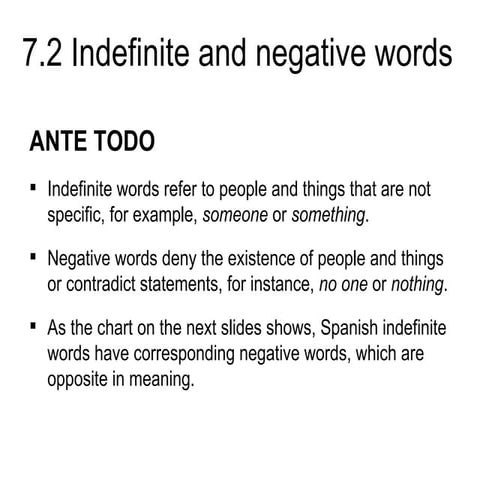 7.2 Indefinite and negative words | PPT