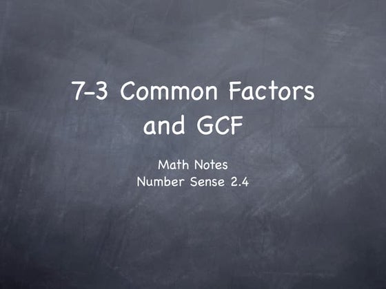 Greatest Common Factor | PPT