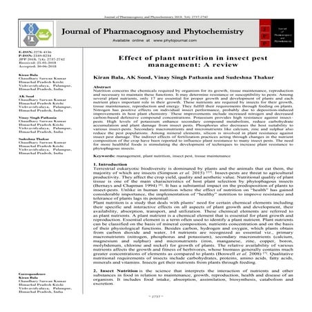 Effect of plant nutrition in insect pest management: A review | PDF ...