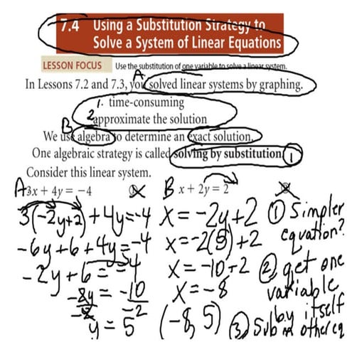 7.4 Solve System by Substitution notes | PDF
