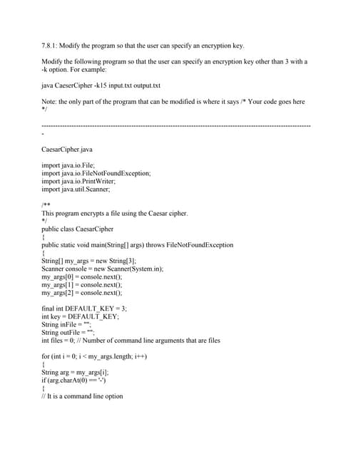 7 8 1 Modify The Program So That The User Can Specify An Encryption K 1 Docx
