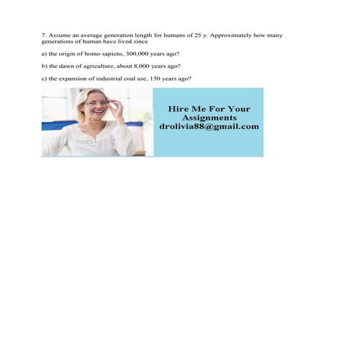 7- Assume an average generation length for humans of 25 y- Approximate.docx