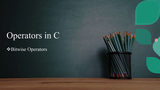 Bitwise Operators Pptx Programming Languages Computing