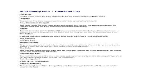 Huckleberry Finn Characters