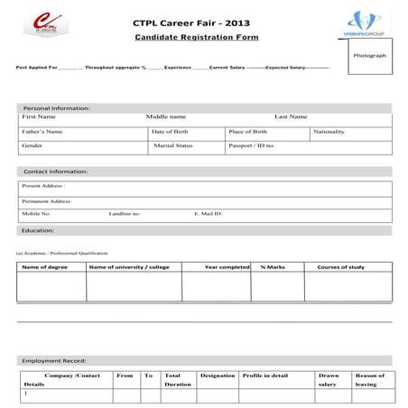 Candidate application form1 | PDF