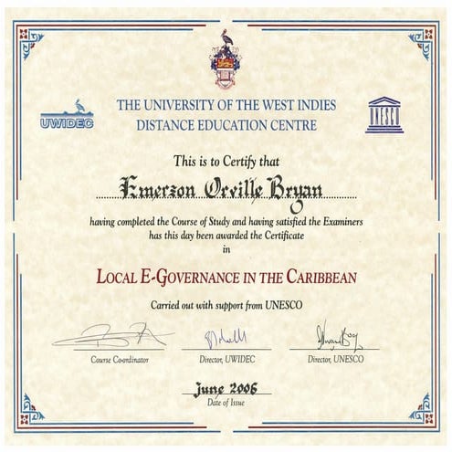 University Certificate: Local Electronic Governance in the Caribbean | PDF