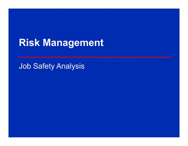 Job Safety Analysis Training | PDF