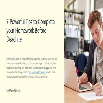 7 Powerful Tips to Complete your Homework Before Deadline | PDF