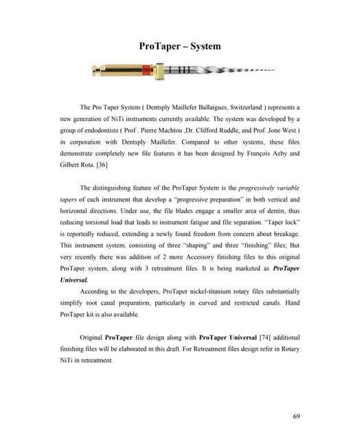 How to use pro taper endodontic files | DOCX