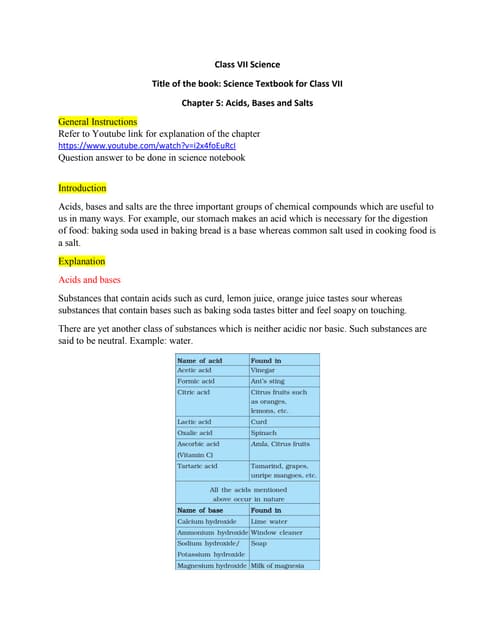 Class 7 chapter 5 Acids ,bases and salts ppt 1 | PPTX
