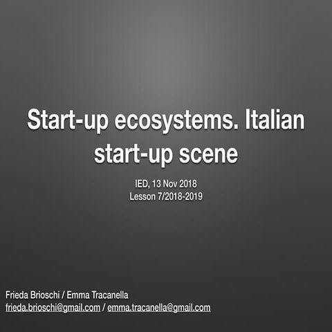 Start-up ecosystems. Italian startup scene (v. 2018-2019 eng) | PPT