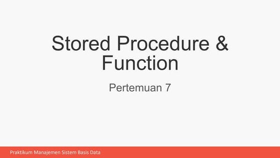 Stored procedure | PPT