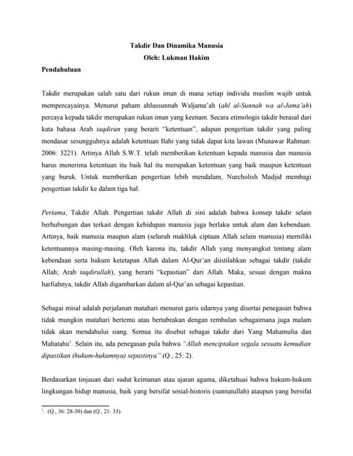 MERAIH KETENANGAN JIWA DENGAN MEYAKINI QADA DAN QADAR (TAKDIR MUBRAM ...