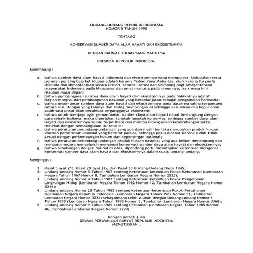 UU 32/2024 Perubahan UU 5/1990 tentang KONSERVASI SDAHE | PDF