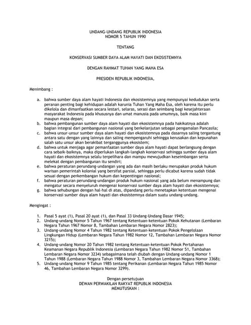 UU 32/2024 Perubahan UU 5/1990 tentang KONSERVASI SDAHE | PDF