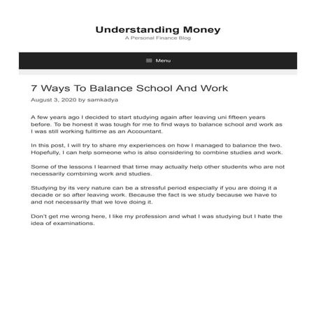 7 Ways To Balance School and Work | PDF