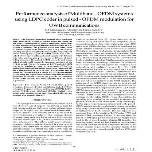 Performance Analysis Of Multiband Ofdm Systems Using Ldpc Coder In